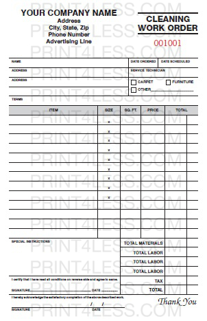 Clean P-2517 Work Order Carbonless Form : Print4Less, We can assist ...