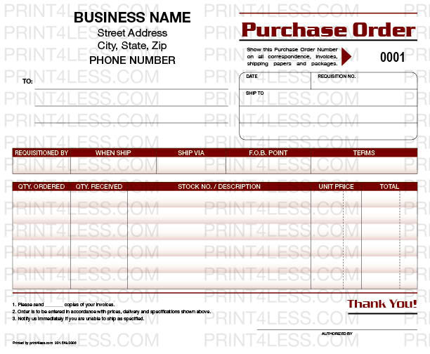 General P-4588 Purchase Order : Print4Less, We can assist with ...
