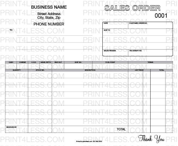 General P-52 Sales Order Carbonless Form : Print4Less, We can assist ...