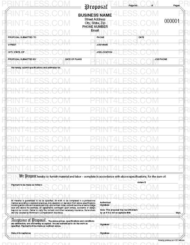 General P-118 Proposal Carbonless Form : Print4Less, We can assist with ...